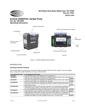 SKC AirChek ESSENTIAL Operating Instructions Manual | Manualzz
