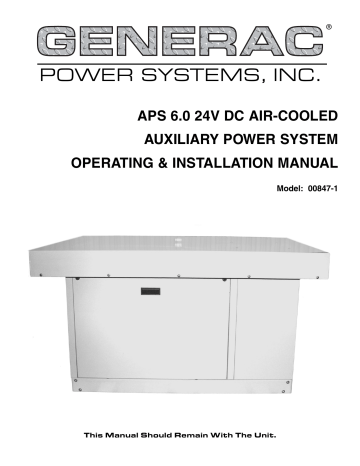 Generac Power Systems 00847-1 Operating & Installation Manual | Manualzz