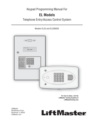 Chamberlain LiftMaster ELITE EL25 Programming Manual | Manualzz
