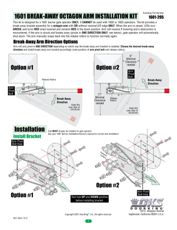 DKS Octagon Breakaway Arm Manual | Manualzz