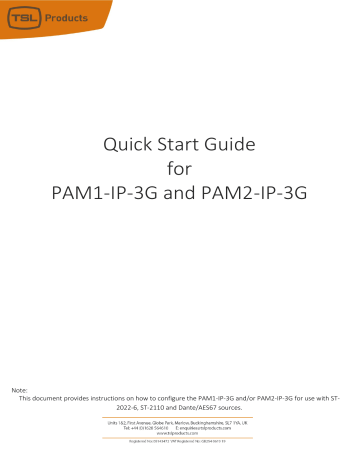Introduction. TSL PAM2-IP-3G, PAM1-IP-3G | Manualzz