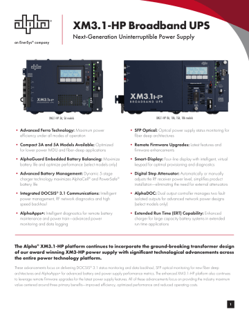 Alpha XM3.1-HP Broadband UPS Datasheet | Manualzz
