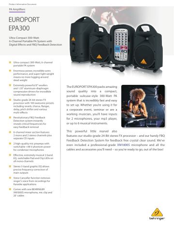 Behringer EUROPORT EPA300 Pa Systems (Complete) Product Information | Manualzz