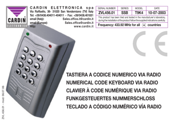 Cardin SSB T9K4 Manual | Manualzz