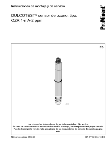 ProMinent DULCOTEST OZR 1-mA-2 ppm Serie Manual de usuario | Manualzz