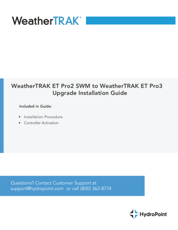 HydroPoint WeatherTRAK ET Pro3 Upgrade Installation Manual | Manualzz