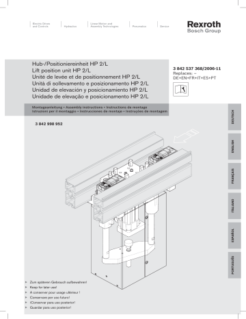 Bosch Rexroth 3842537368 Lift position unit HP 2/L Manual | Manualzz