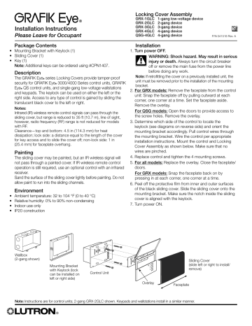Lutron Grafik Eye GRX-1GLC Guide d'installation | Manualzz