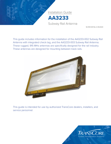 TransCore AA3233 Installation Manual | Manualzz