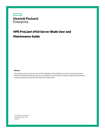 HPE ProLiant e910 User And Maintenance Manual | Manualzz
