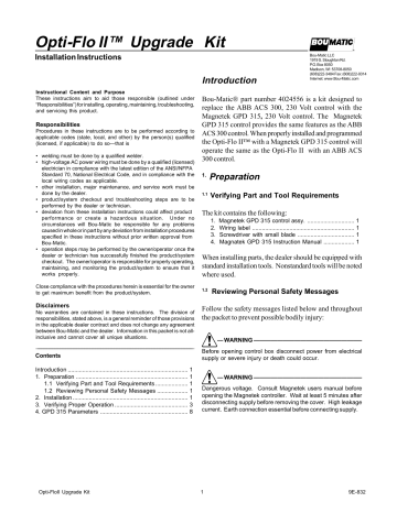 Boumatic Opti-Flo II Installation Instructions Manual | Manualzz