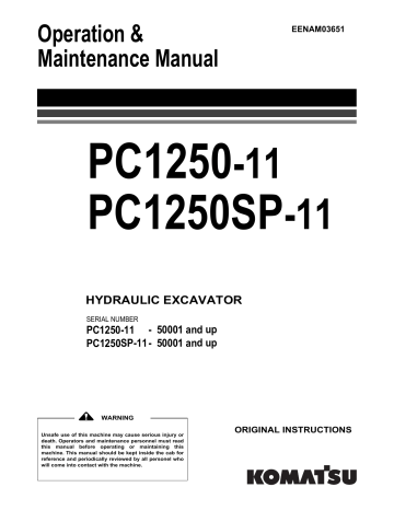 OUTLINE OF MAINTENANCE. Komatsu PC1250-11, PC1250SP-11 | Manualzz