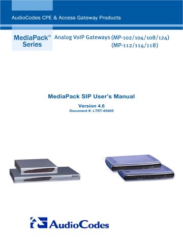 AudioCodes MediaPack MP-102, MediaPack MP-124 User Manual | Manualzz