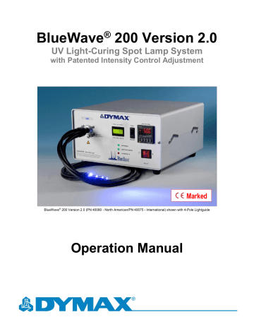 dymax BlueWave 200, PN 40075 Operation Manual | Manualzz