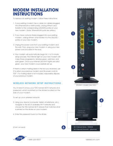 TDS Actiontec T3200M Installation Instructions | Manualzz