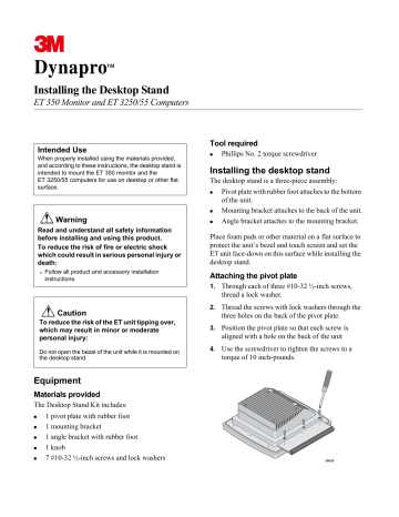 3M Dynapro ET 350/3250/55 Desktop Stand Manual | Manualzz