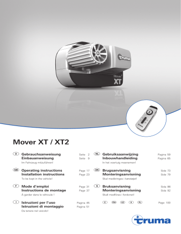 Truma Mover XT Operating And Installation Instructions | Manualzz