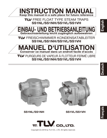 TLV SS1NL, SS1VH, SS1VL Instruction Manual | Manualzz