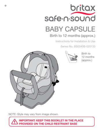 Britax Safe-n-sound Baby Capsule Instructions For Installation & Use ...