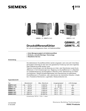Siemens QBM65-10/C Kurzanleitung | Manualzz
