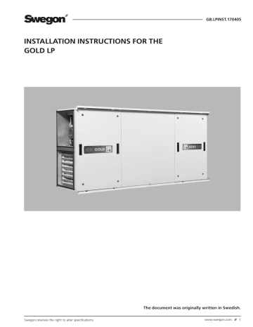 Swegon GOLD LP Installation Instructions | Manualzz
