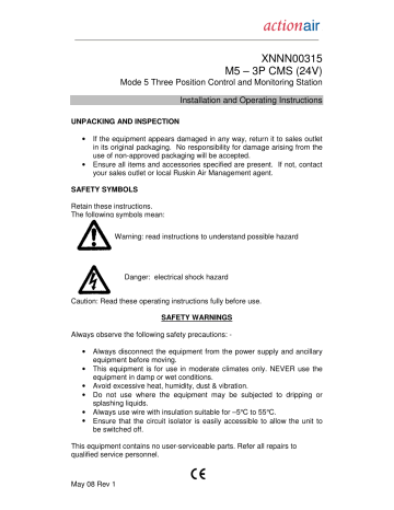 Swegon Actionair M5-3P CMS (24V) Operating instructions | Manualzz
