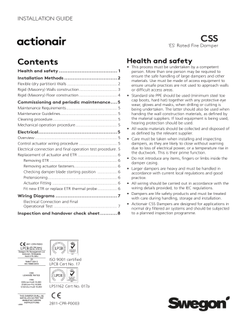 Swegon Actionair CSS Installation Manual | Manualzz