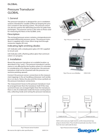 Swegon TAC5 Pressure Sensor Installation Manual | Manualzz
