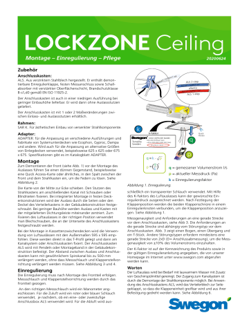 Swegon LOCKZONE Ceiling Bedienungsanleitung | Manualzz
