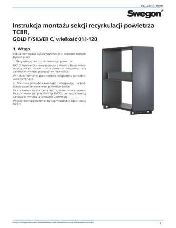 Swegon GOLD F Instrukcja obsługi | Manualzz