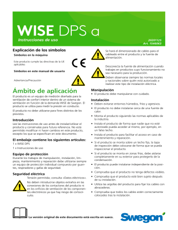 Swegon WISE DPS a Instrucciones de operación | Manualzz