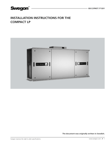 Swegon COMPACT LP Installation Instructions | Manualzz