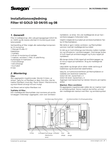 Swegon GOLD SD Filter Betjeningsvejledning | Manualzz
