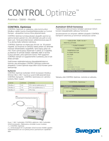 Swegon CONTROL Optimize Kasutusjuhend | Manualzz