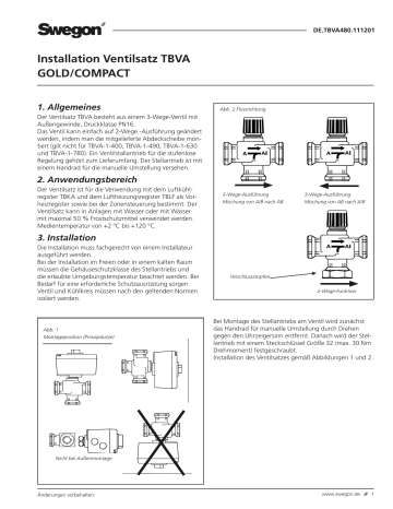 Swegon TBVA Bedienungsanleitung | Manualzz