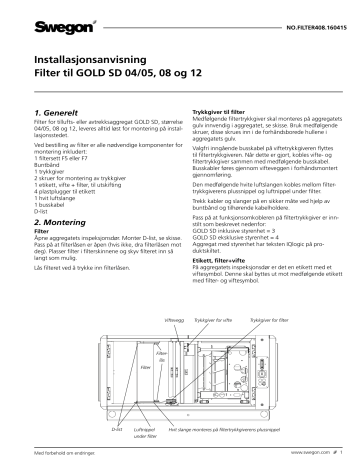 Swegon GOLD SD Filter Betjeningsvejledning | Manualzz