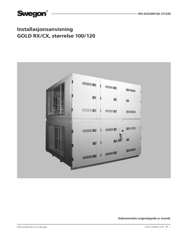 Swegon GOLD RX/CX Betjeningsvejledning | Manualzz