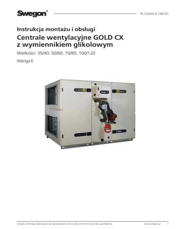 Swegon GOLD E Instrukcja obsługi | Manualzz