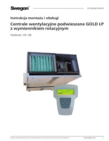 Swegon Gold Instrukcja obsługi | Manualzz