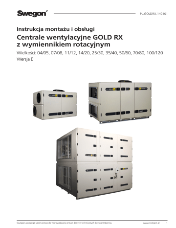 Swegon GOLD E Instrukcja obsługi | Manualzz