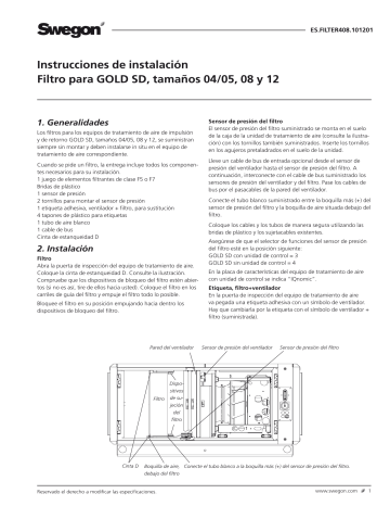 Swegon GOLD SD Filter Instrucciones de operación | Manualzz