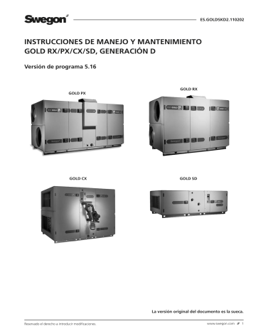 Swegon GOLD RX/PX/CX/SD Instrucciones de operación | Manualzz
