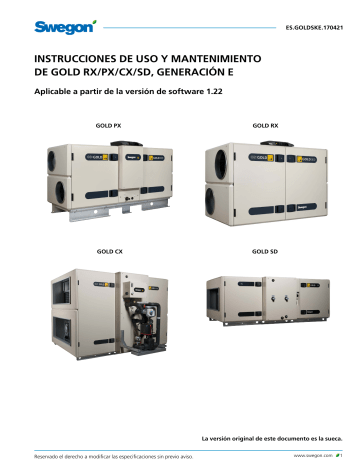 Swegon GOLD RX/PX/CX/SD Instrucciones de operación | Manualzz