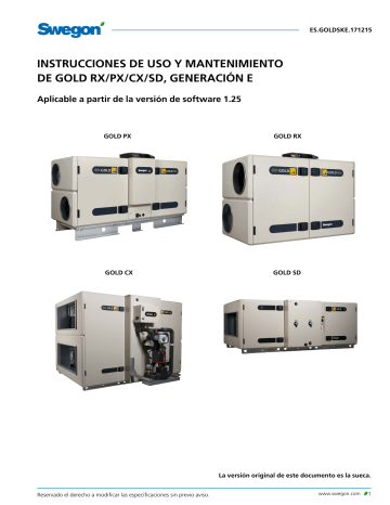 Swegon GOLD RX/PX/CX/SD Instrucciones de operación | Manualzz