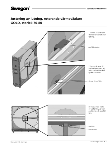 Swegon GOLD RX Justering av lutning roterande värmeväxlare ...