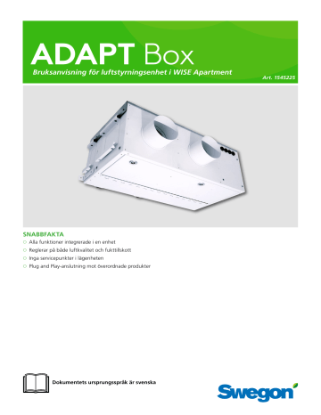 Swegon ADAPT Box Tekniklåda Bruksanvisningar | Manualzz