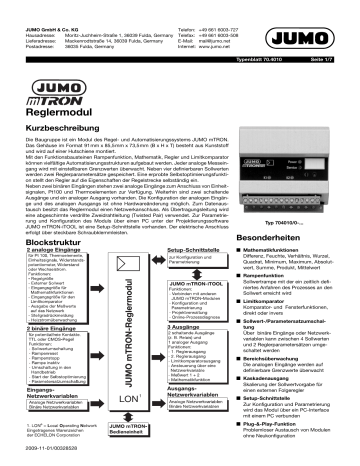 JUMO 704010 mTRON Controller module Datenblatt | Manualzz