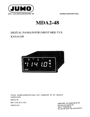 Jumo 951510 MDA2-48, B Instruction manual | Manualzz