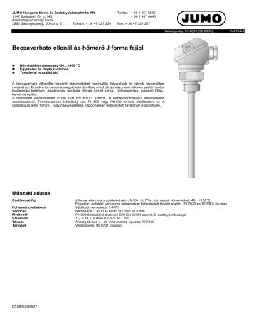 Jumo Screw-In RTD Probe Data Sheet | Manualzz