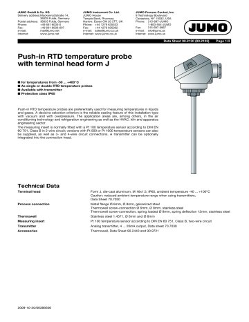Jumo Push-in RTD Probe Data Sheet | Manualzz
